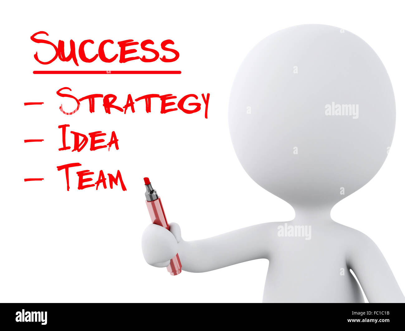 3d white people with red marker. Success concept Stock Photo - Alamy