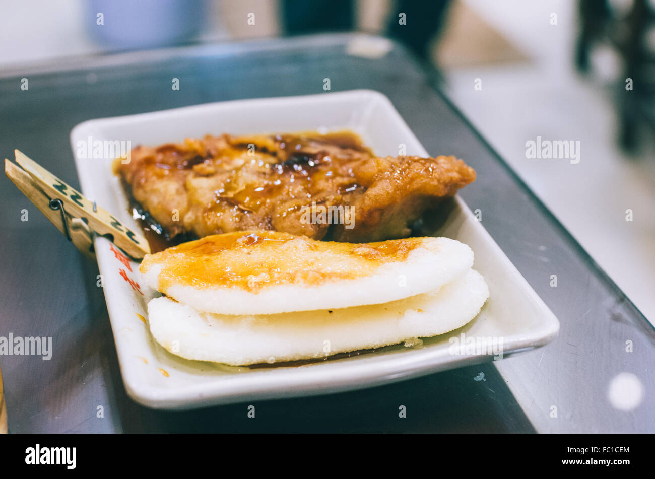 shanghai sticky rice cake with pork chop Stock Photo - Alamy