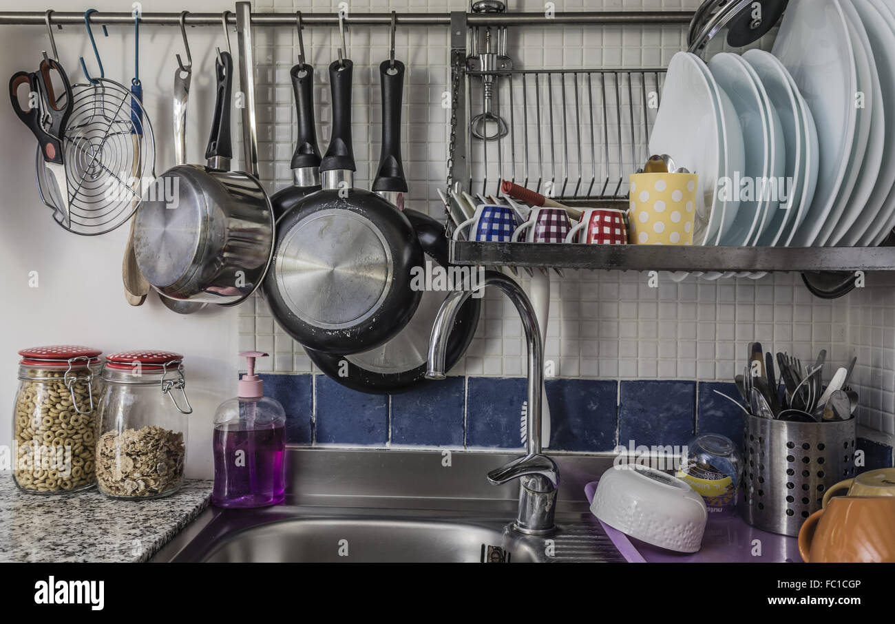 kitchen in a mess Stock Photo - Alamy