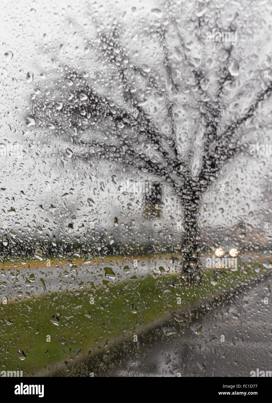 Bad Weather Driving - poor view caused by heavy rain and spray water ...