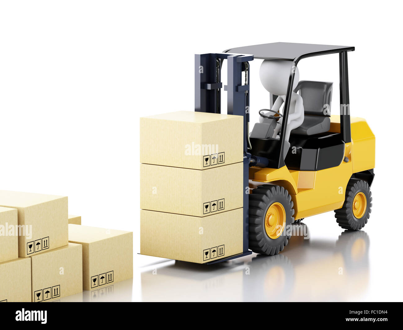 3d white people driving forklift hi-res stock photography and images ...