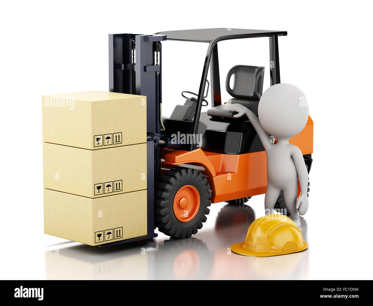 3d illustration white people forklift hi-res stock photography and ...