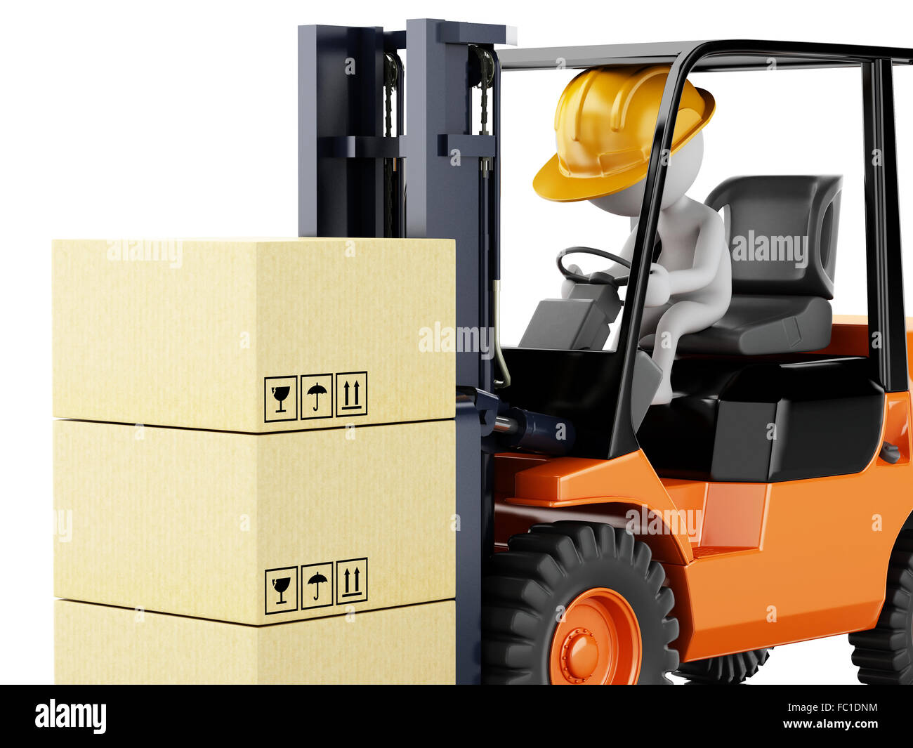 3d illustration white people forklift hi-res stock photography and ...