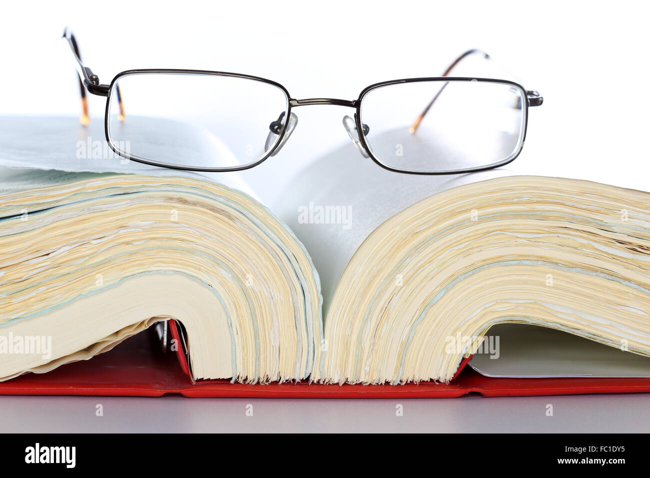 Open book with glasses hi-res stock photography and images - Alamy