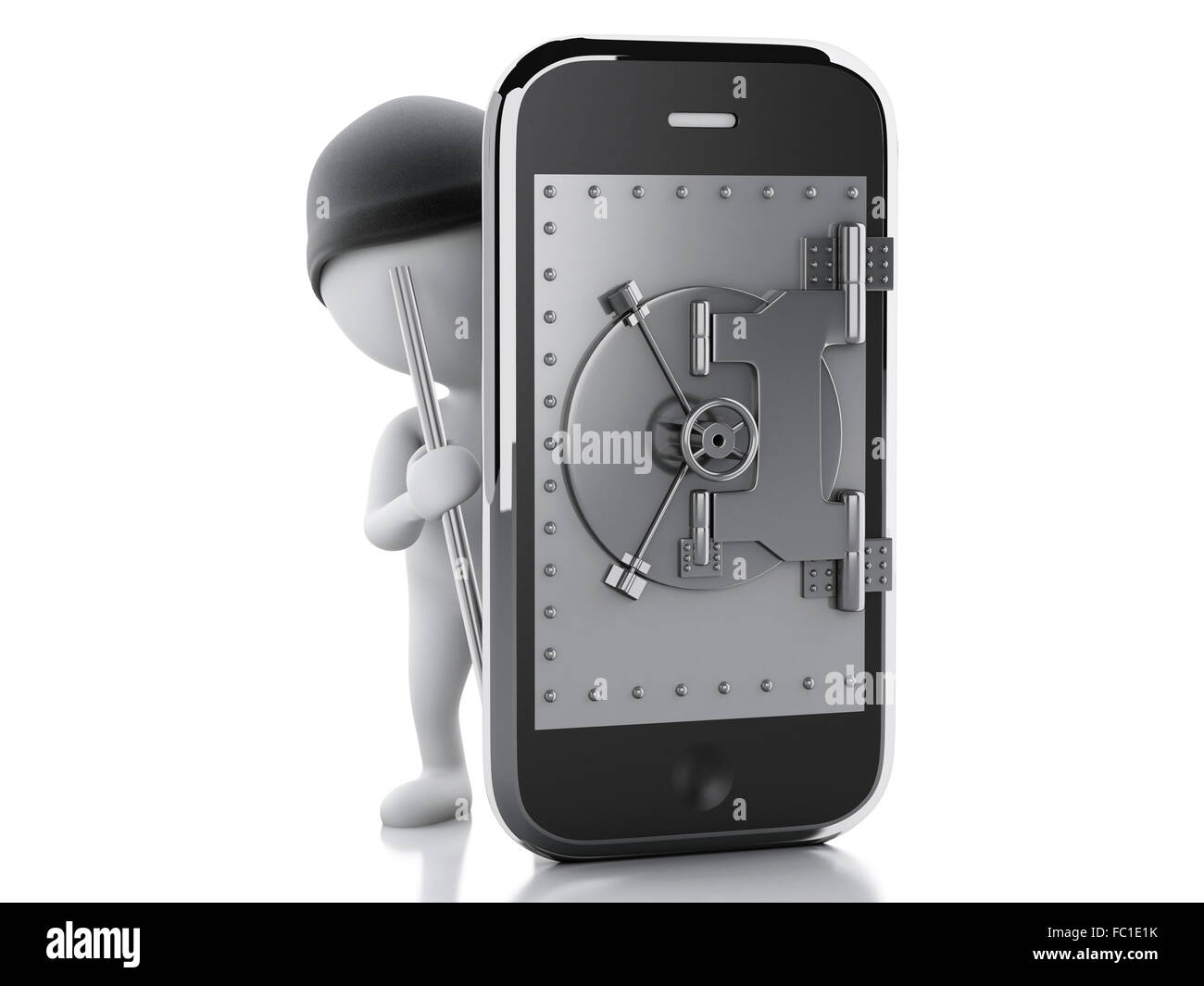 3d Smartphone with safe door. Mobile security Stock Photo - Alamy