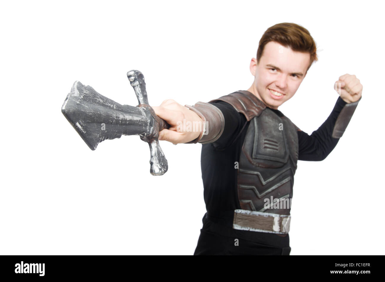 Funny knight isolated on the white background Stock Photo - Alamy