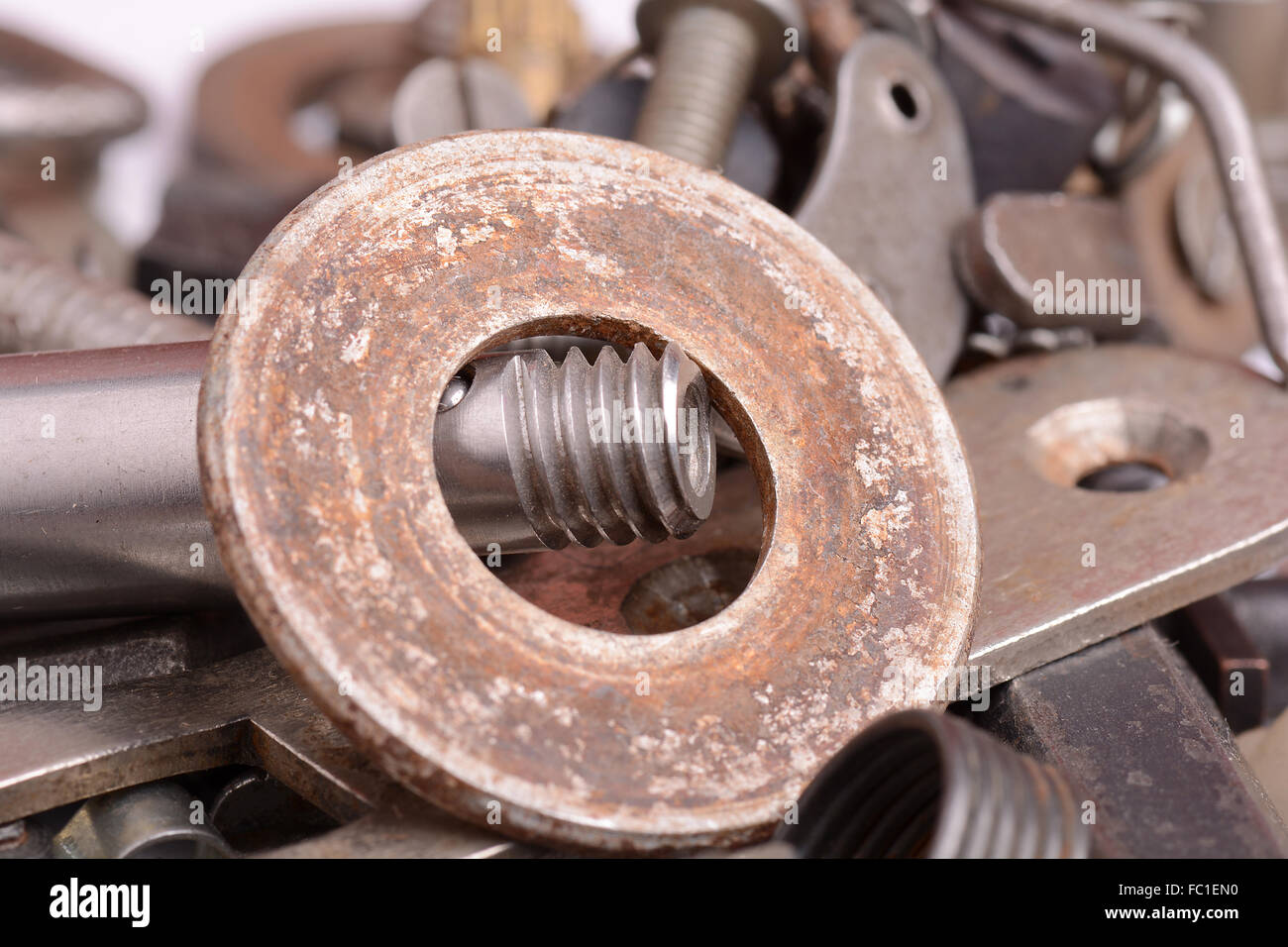 Different screws and other parts, close up Stock Photo - Alamy