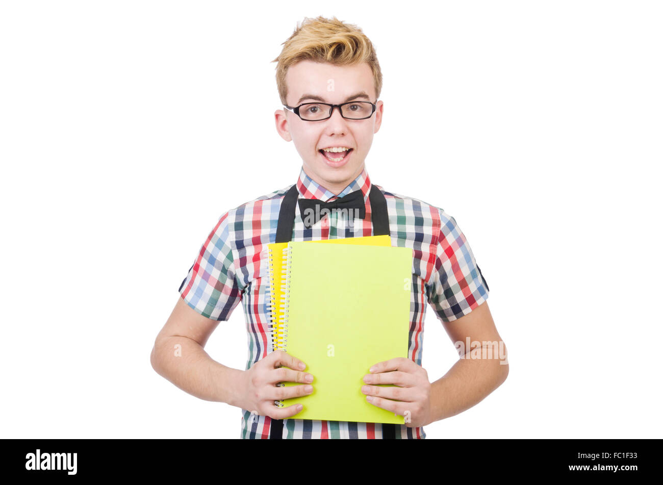 Young student isolated on the white background Stock Photo - Alamy