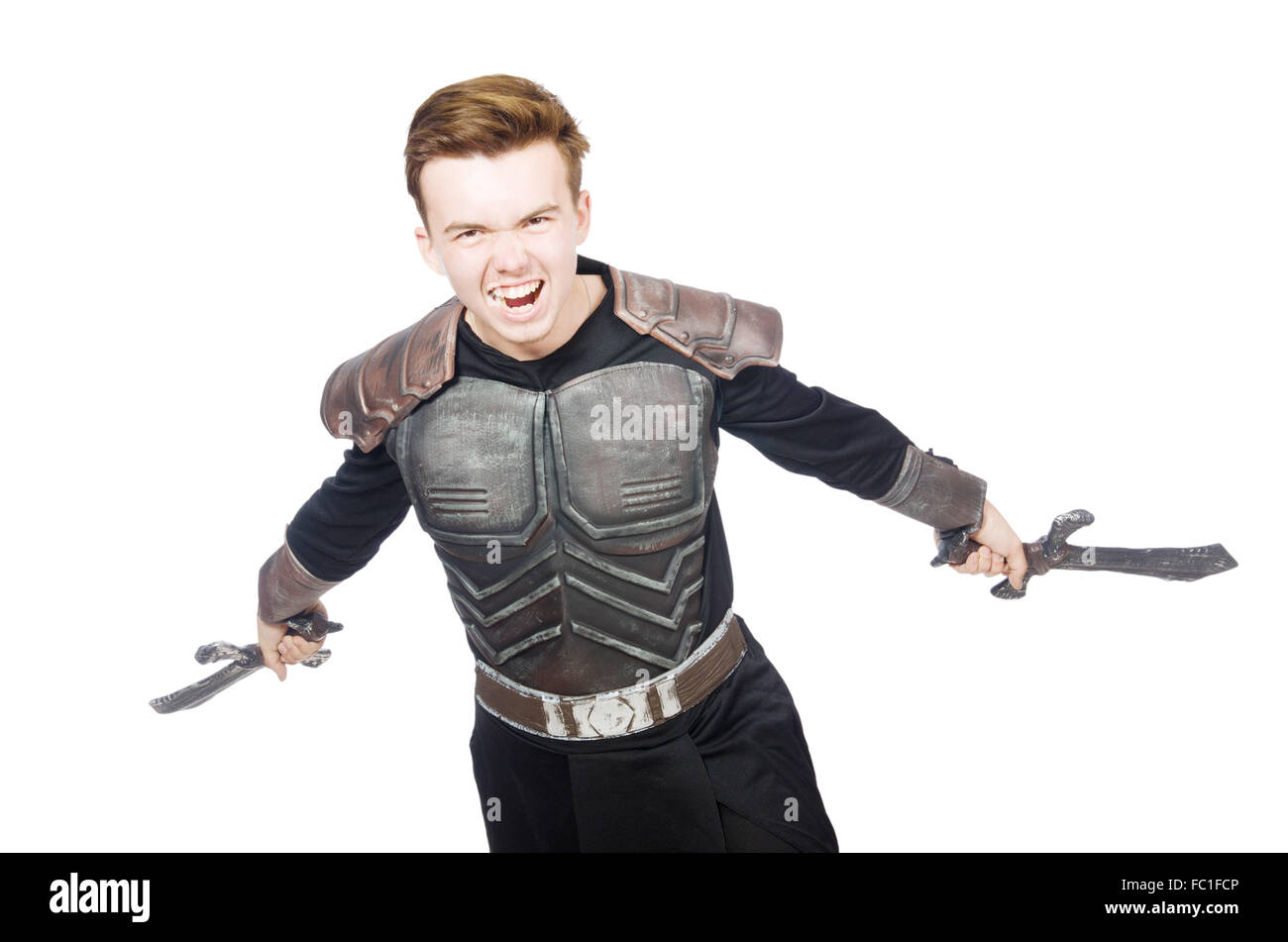 Funny knight isolated on the white background Stock Photo - Alamy