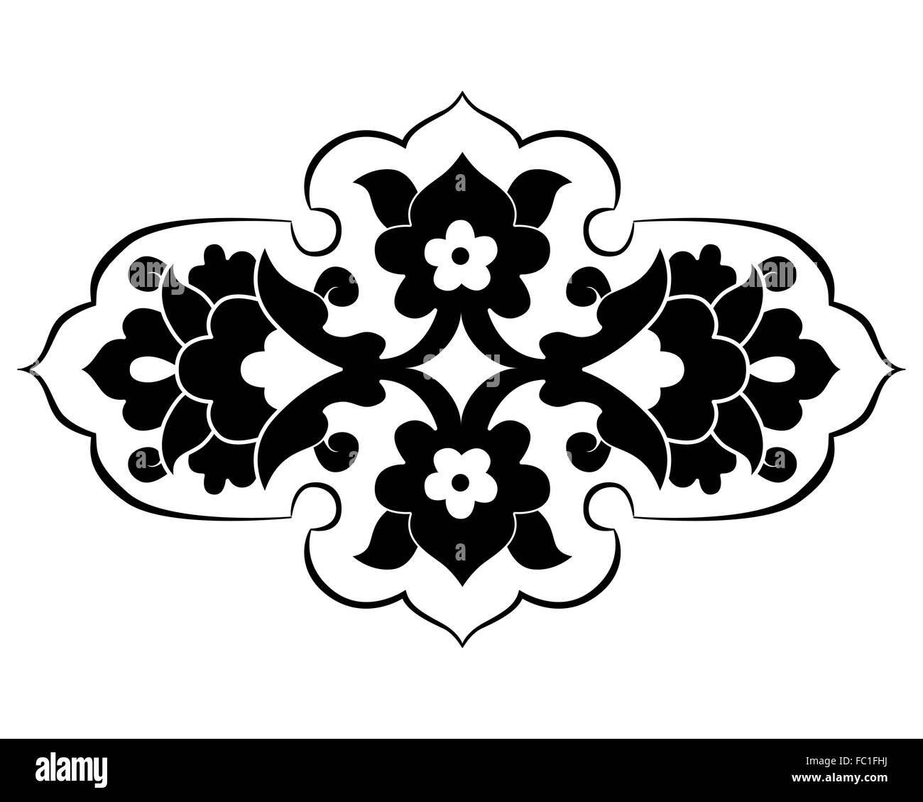 black artistic ottoman pattern series eighty Stock Photo - Alamy