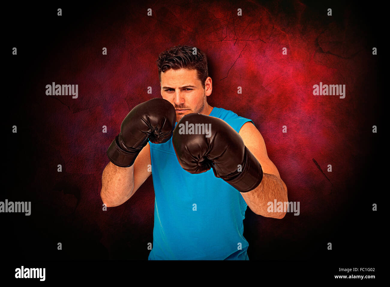 Composite image of determined male boxer focused on his training Stock ...