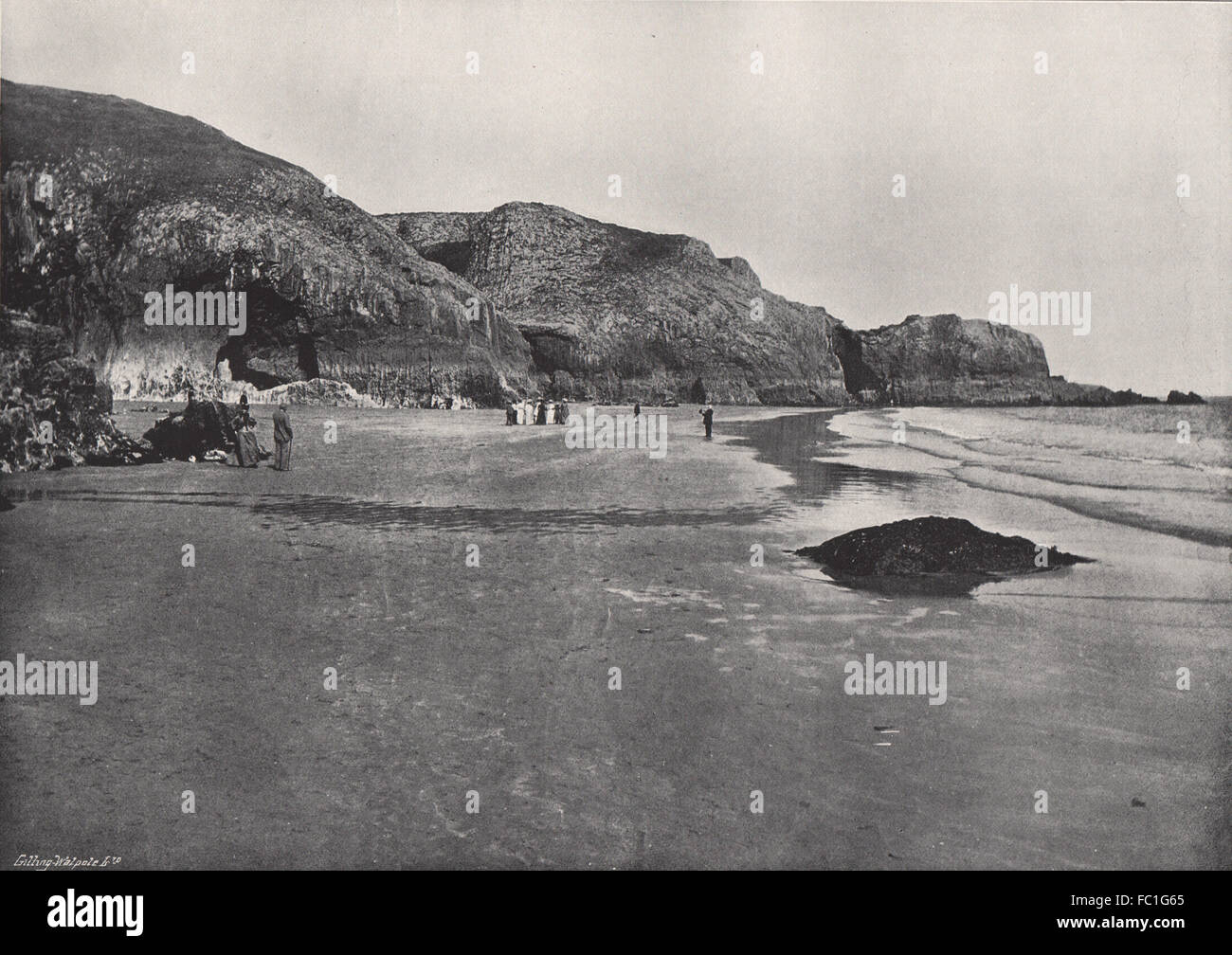 LYDSTEP. The cliffs and the beach. Pembrokeshire, antique print 1895 ...