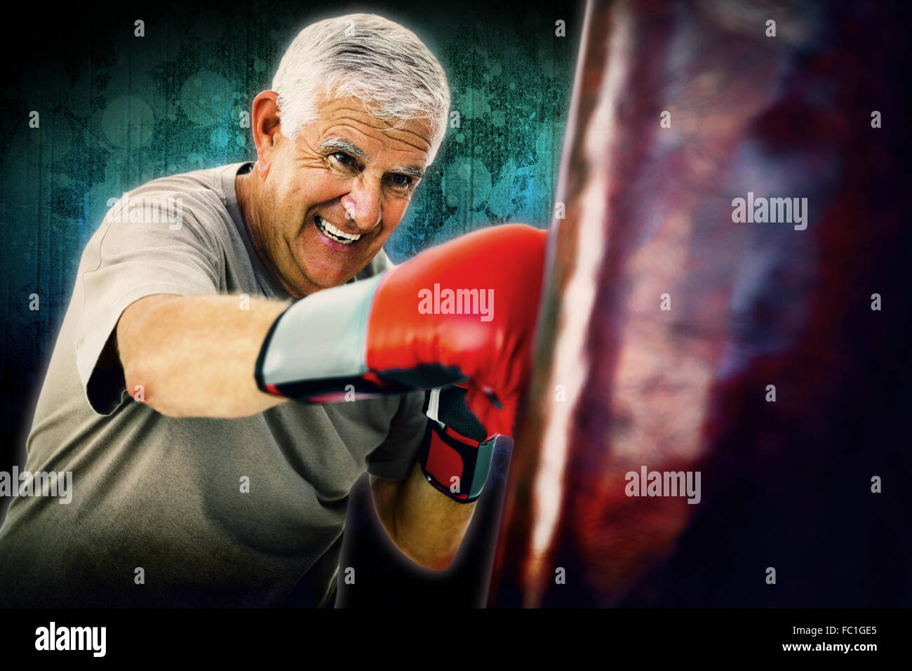 Composite image of portrait of a determined senior boxer Stock Photo ...