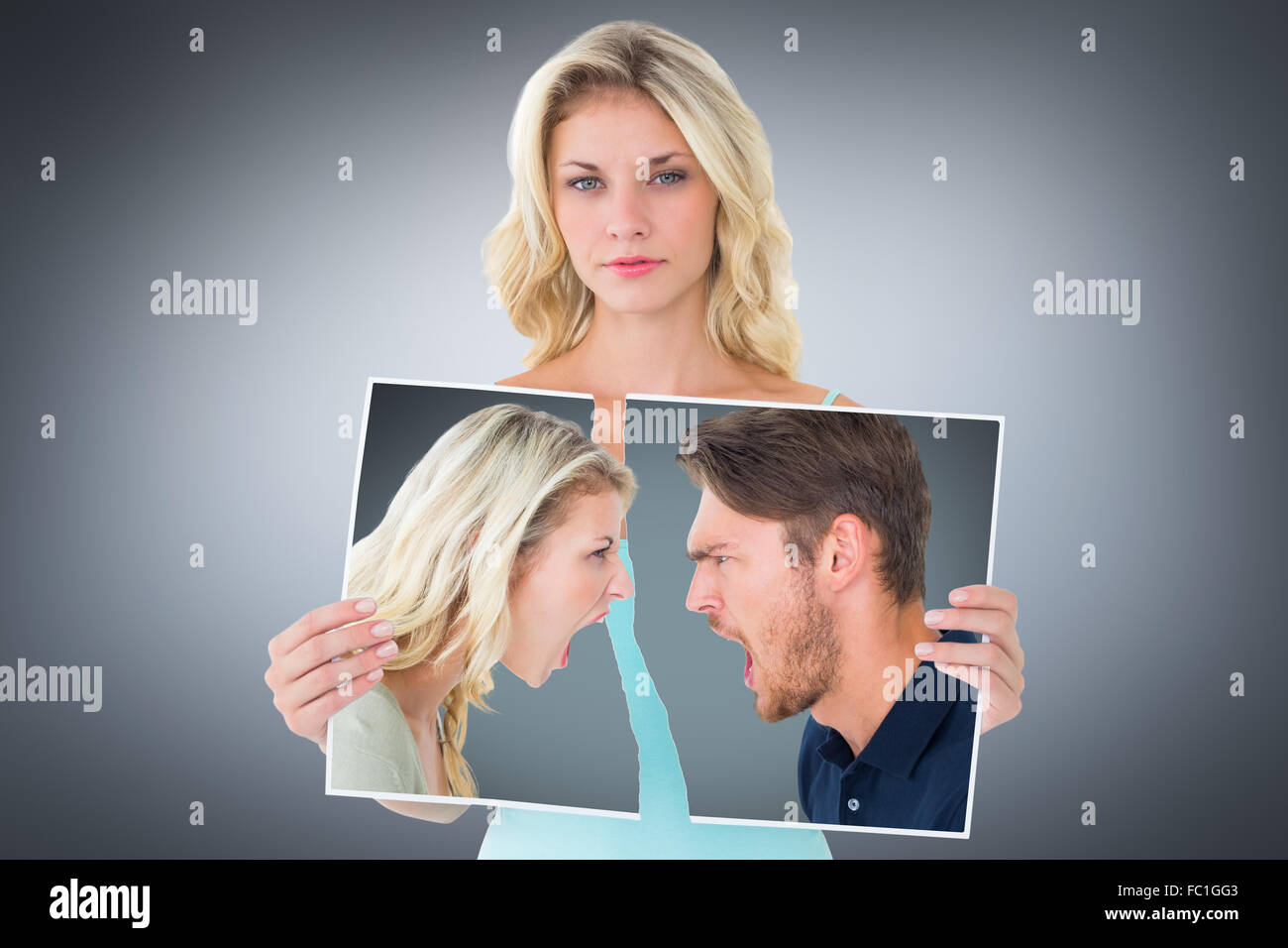 Composite image of angry couple shouting during argument Stock Photo ...