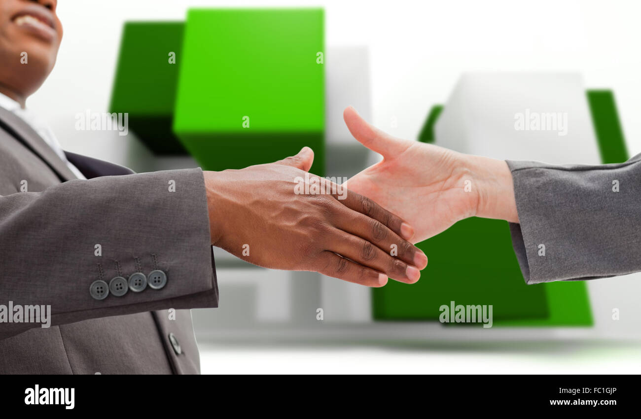 Composite image of businessman going shaking a hand Stock Photo - Alamy
