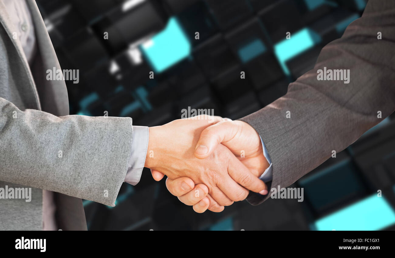 Handshake two people in blue hi-res stock photography and images - Alamy