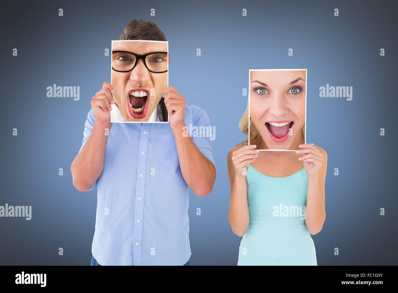 Composite image of pretty young blonde feeling surprised Stock Photo ...