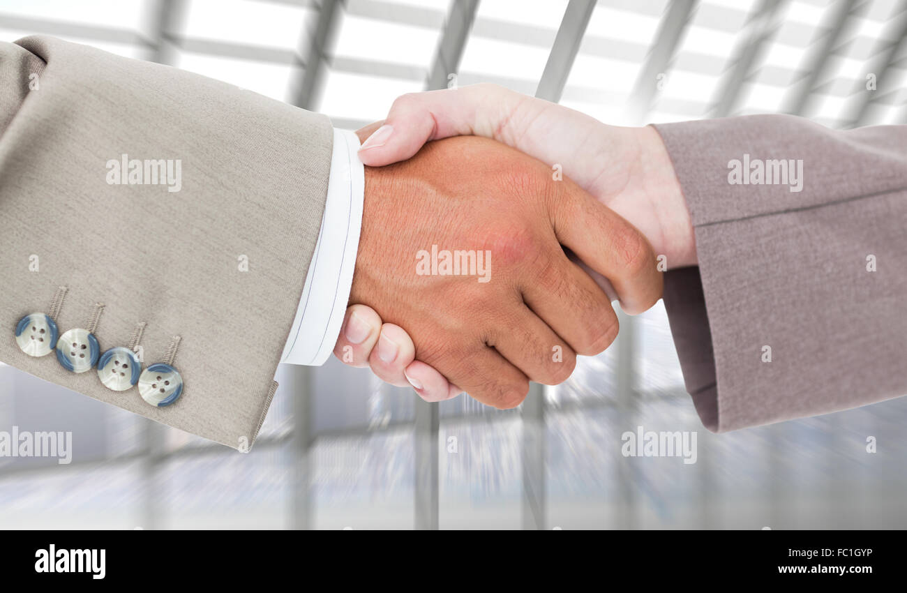 Composite image of side view of business peoples hands shaking Stock ...