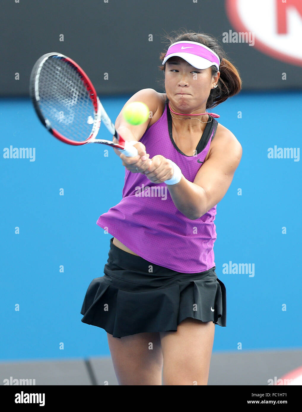 Melbourne, Australia. 20th Jan, 2016. China's Han Xinyun competes with ...