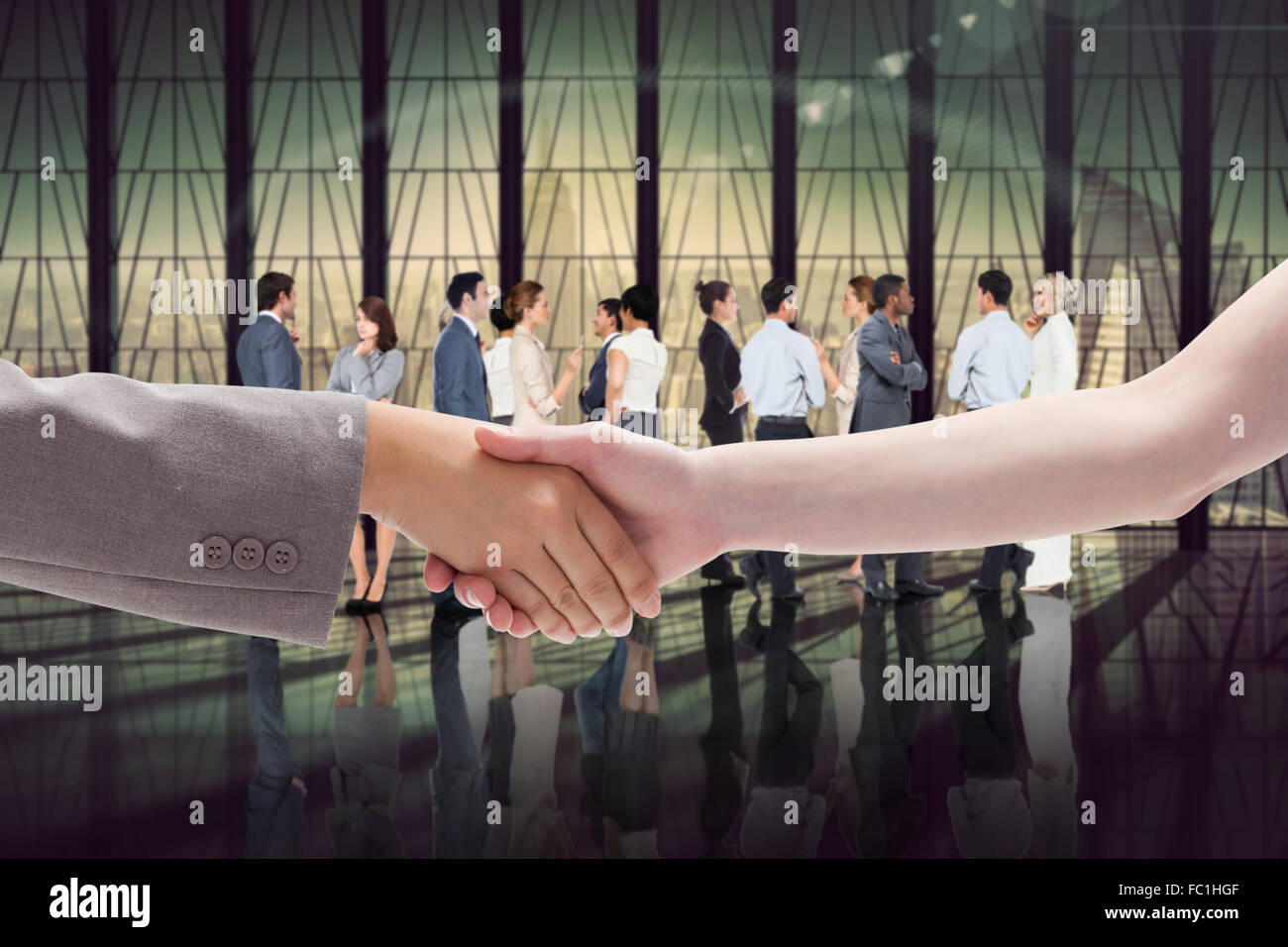 Composite image of handshake between two women Stock Photo - Alamy