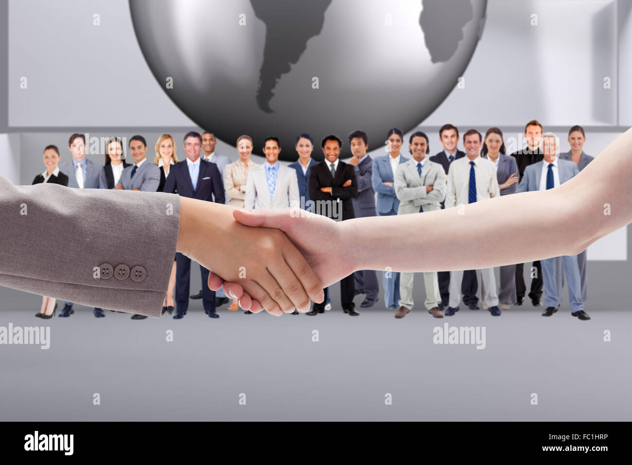 Digital composite business man woman handshake hi-res stock photography ...