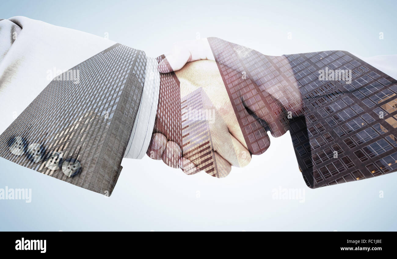 Composite image of side view of business peoples hands shaking Stock ...
