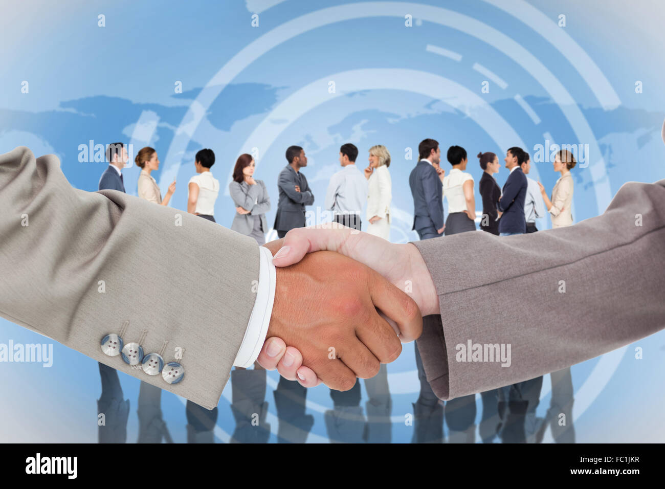 Composite image of side view of shaking hands Stock Photo - Alamy