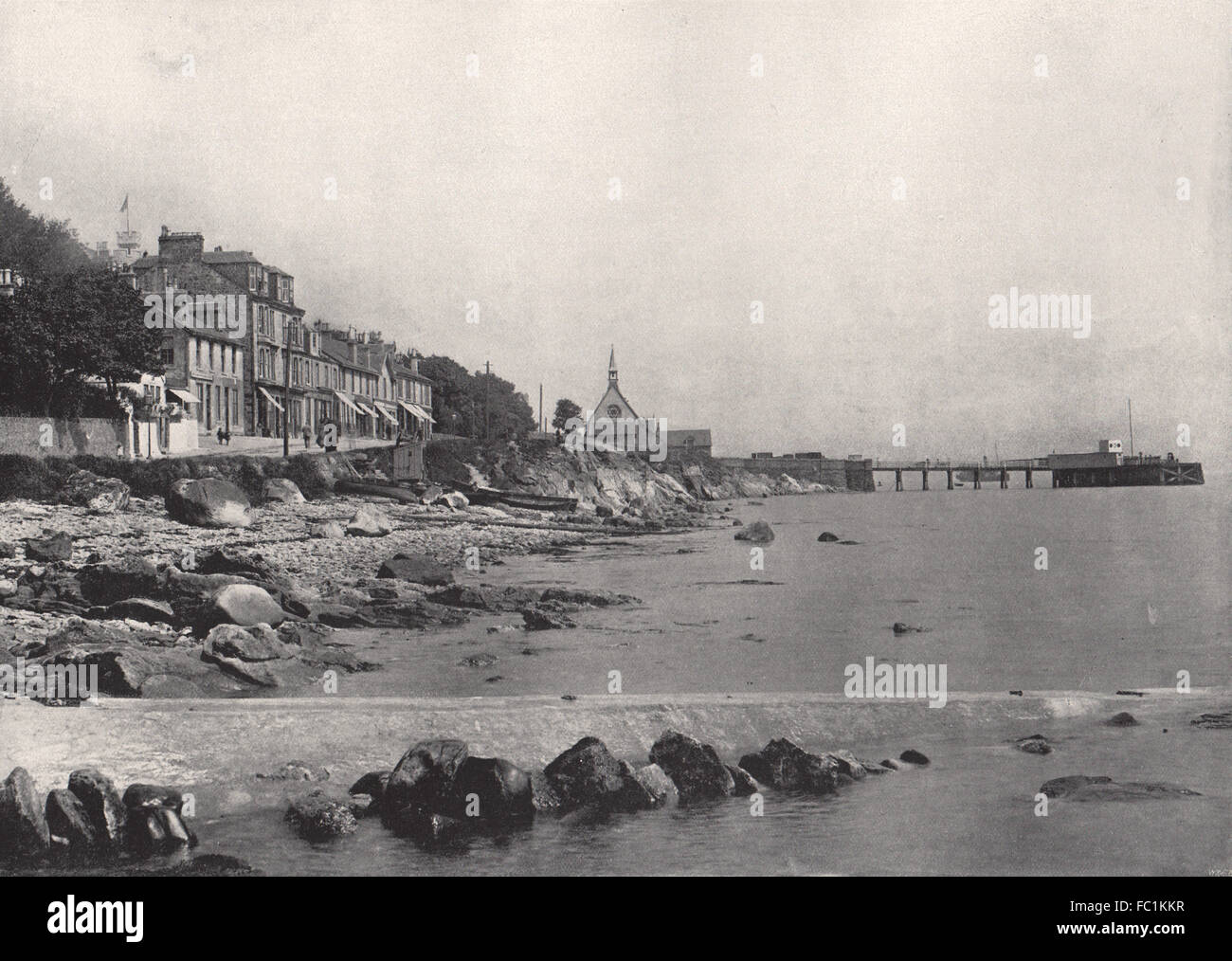 INNELLAN. Showing the rocky beach and the steamboat pier. Scotland ...