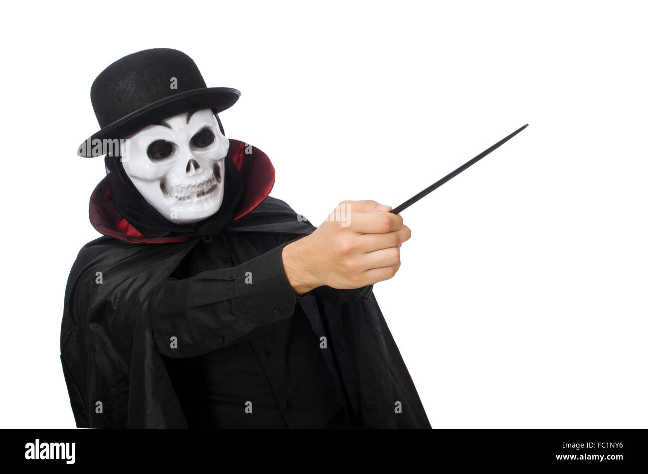 Man in horror costume with mask isolated on white Stock Photo - Alamy