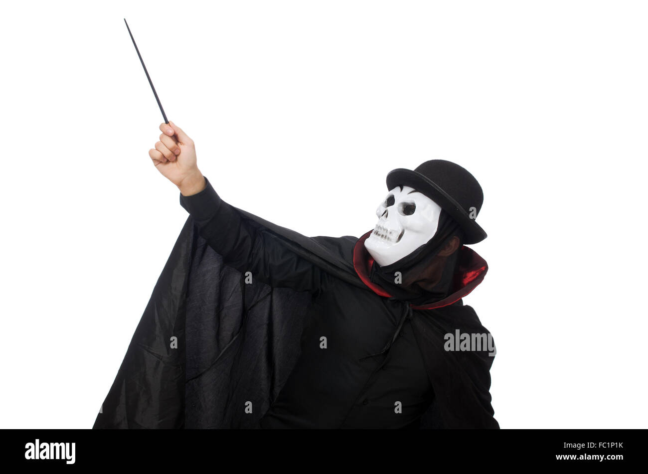 Man in horror costume with mask isolated on white Stock Photo - Alamy
