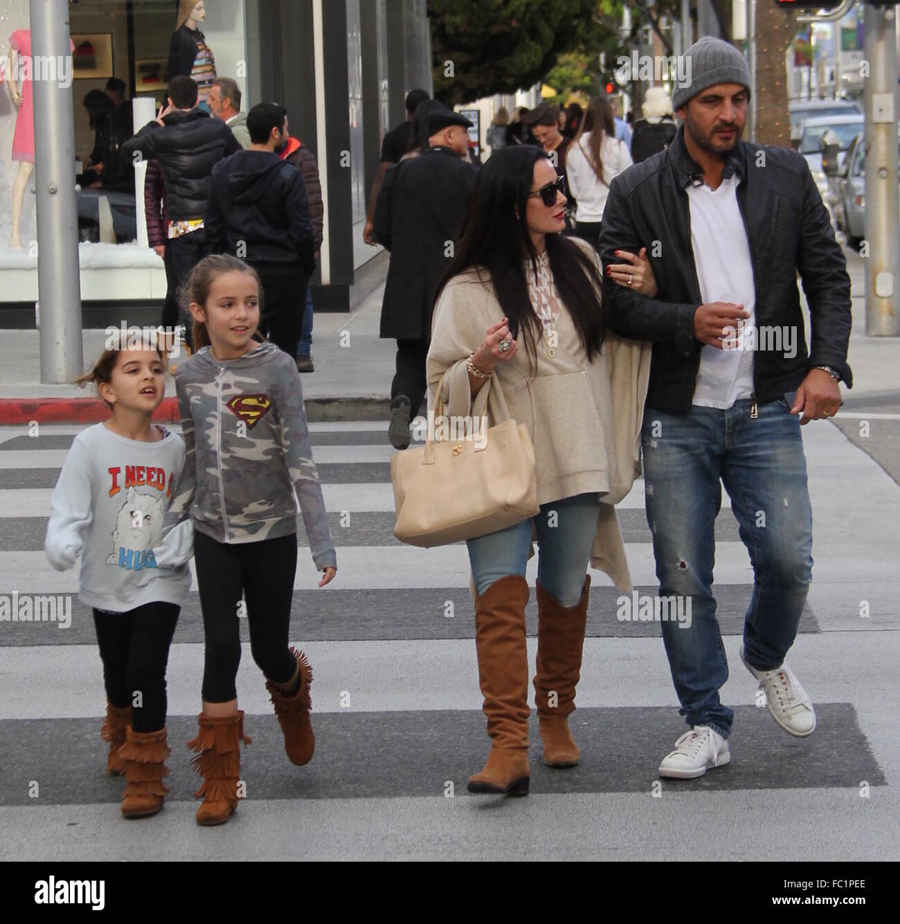 Kyle Richards out with her family in Beverly Hills Featuring: Kyle ...