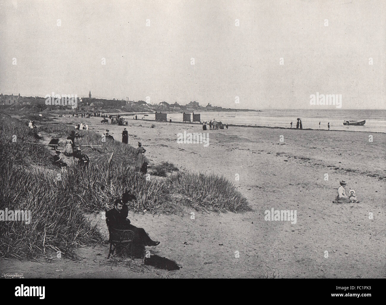 CARNOUSTIE. The town and the beach. Scotland, antique print 1895 Stock ...