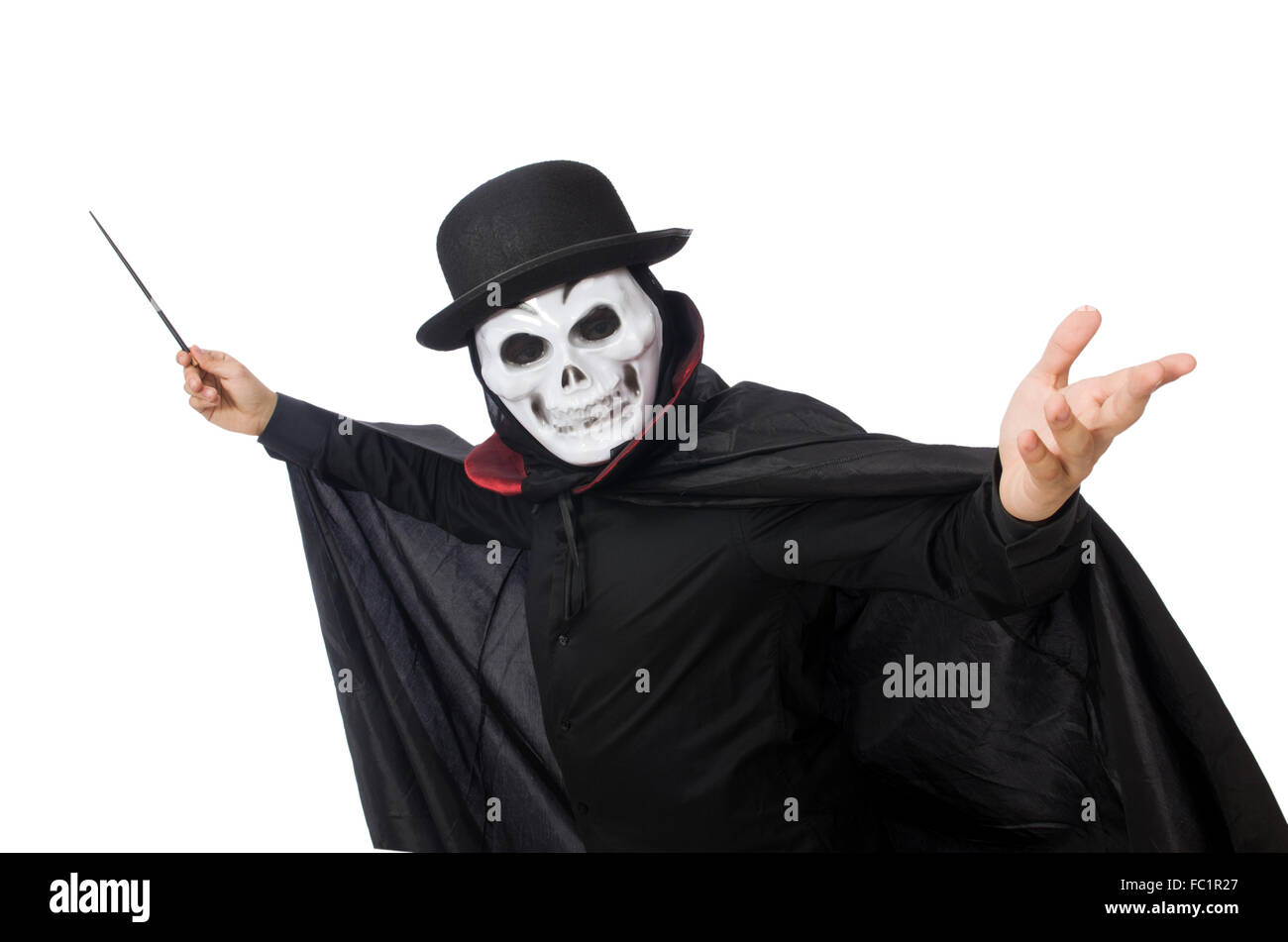 Man in horror costume with mask isolated on white Stock Photo - Alamy