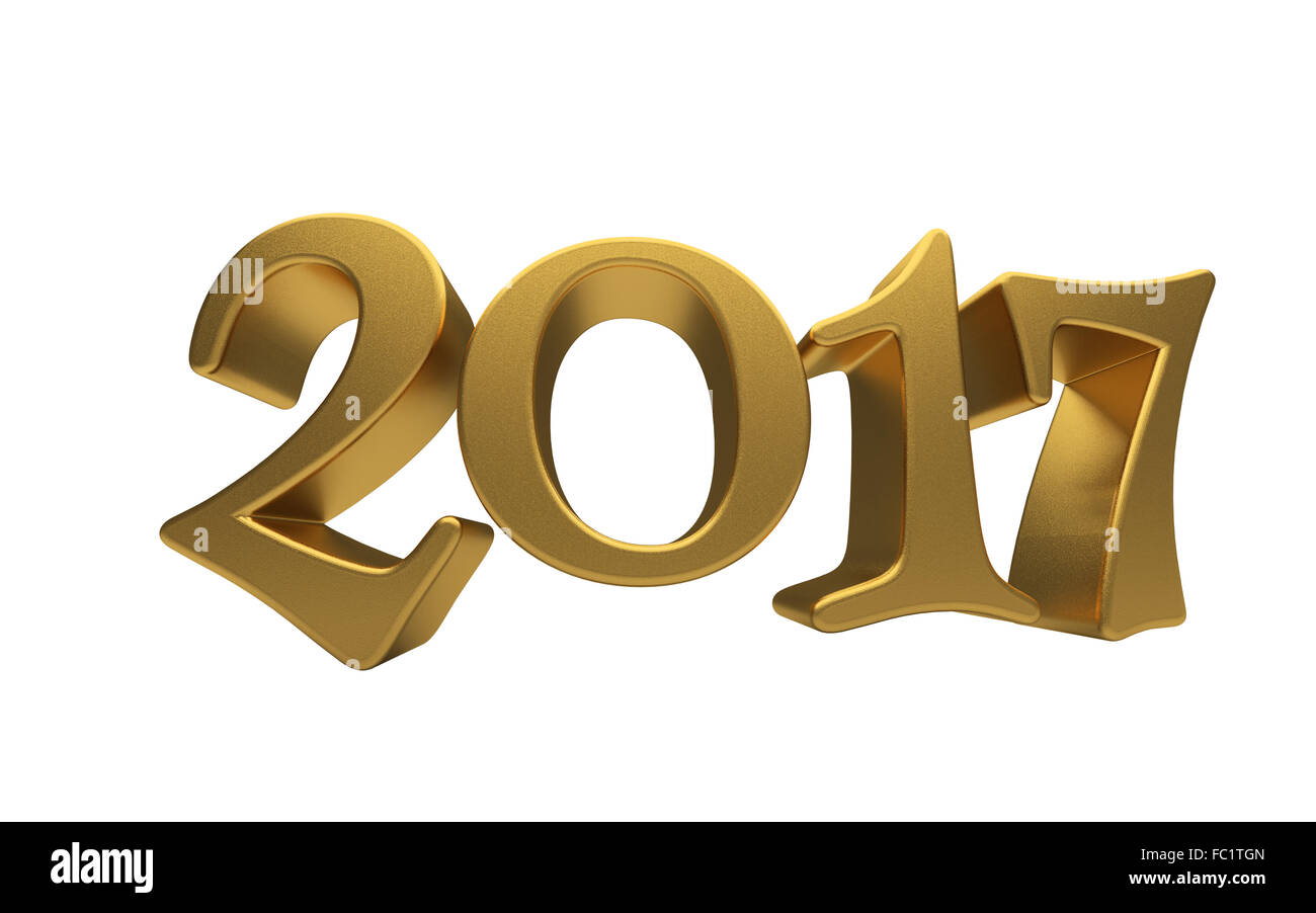 Gold 2017 lettering isolated Stock Photo - Alamy