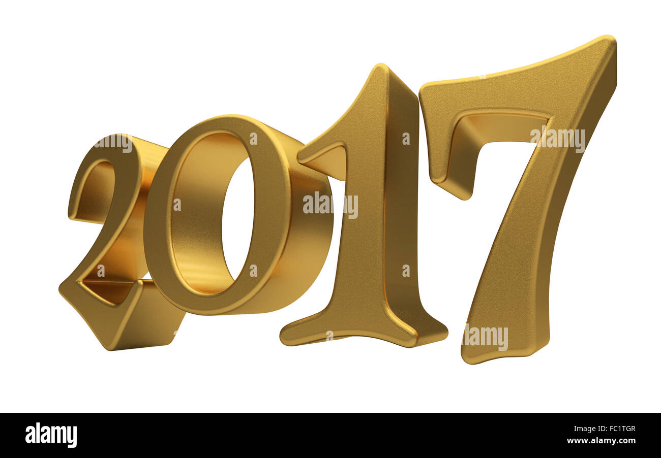 Gold 2017 lettering isolated Stock Photo - Alamy