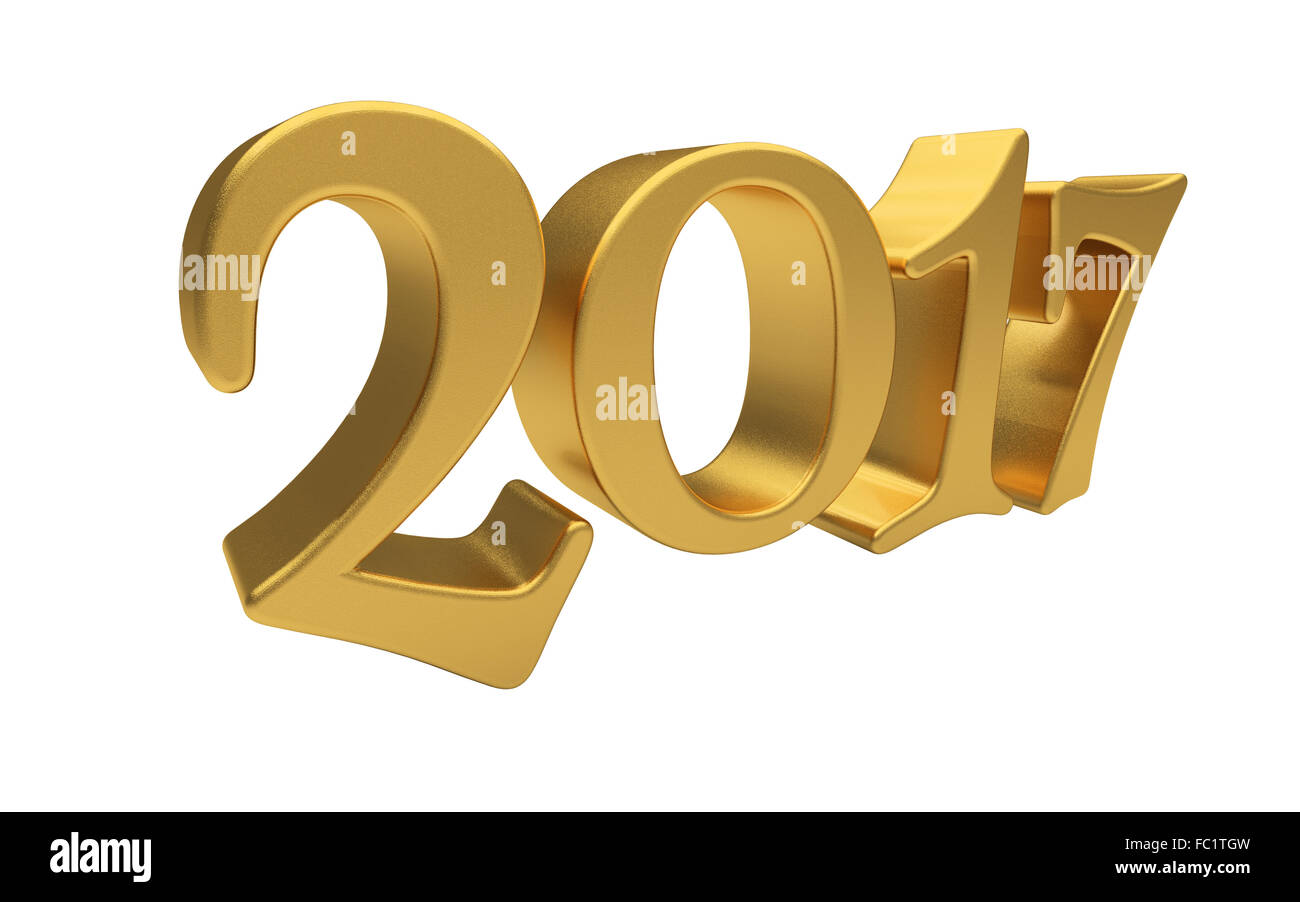 Gold 2017 lettering isolated Stock Photo - Alamy