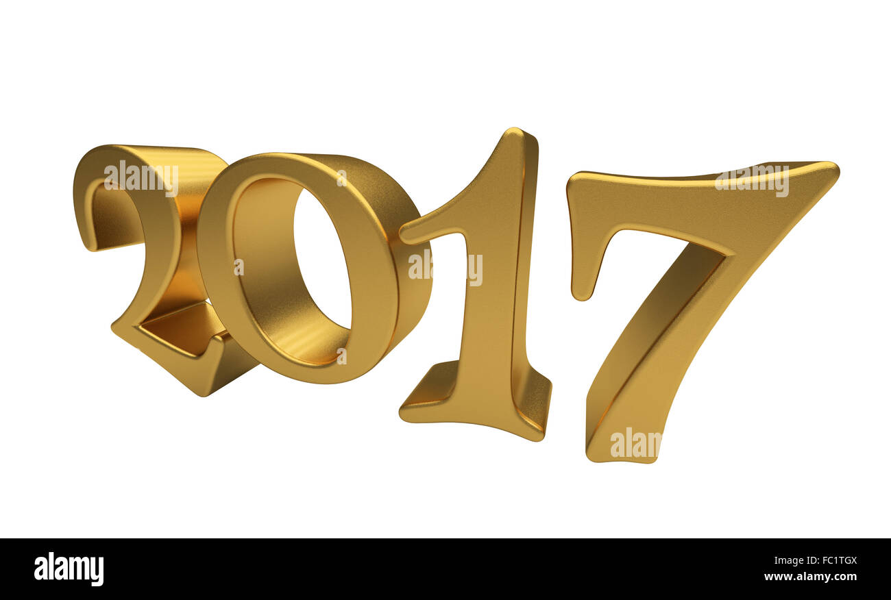 Gold 2017 lettering isolated Stock Photo - Alamy