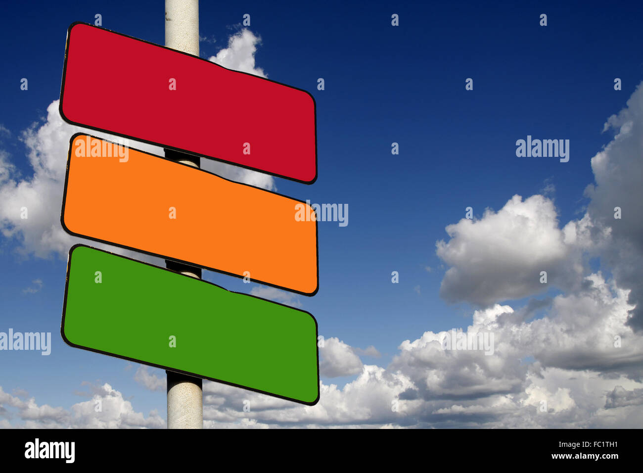 Blank red, amber and green signs Stock Photo - Alamy