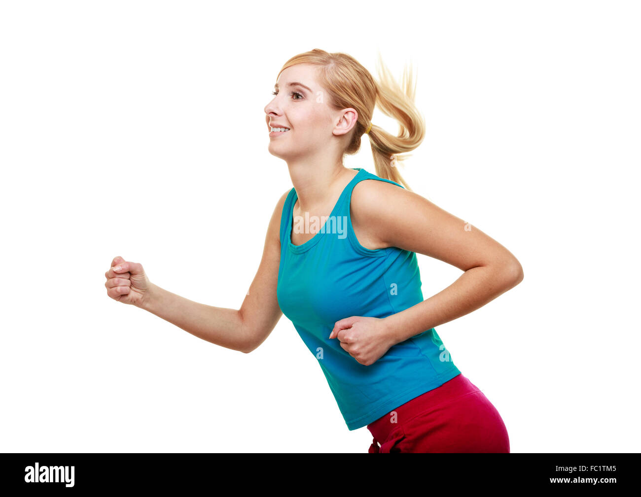 Fitness blonde girl running hi-res stock photography and images - Alamy