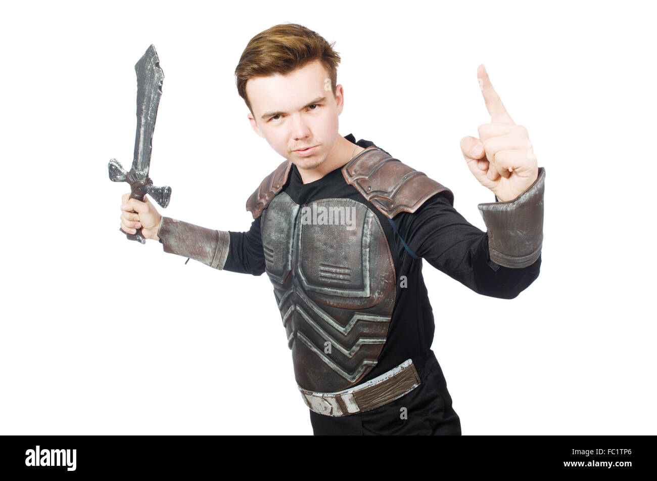 Funny knight isolated on the white background Stock Photo - Alamy