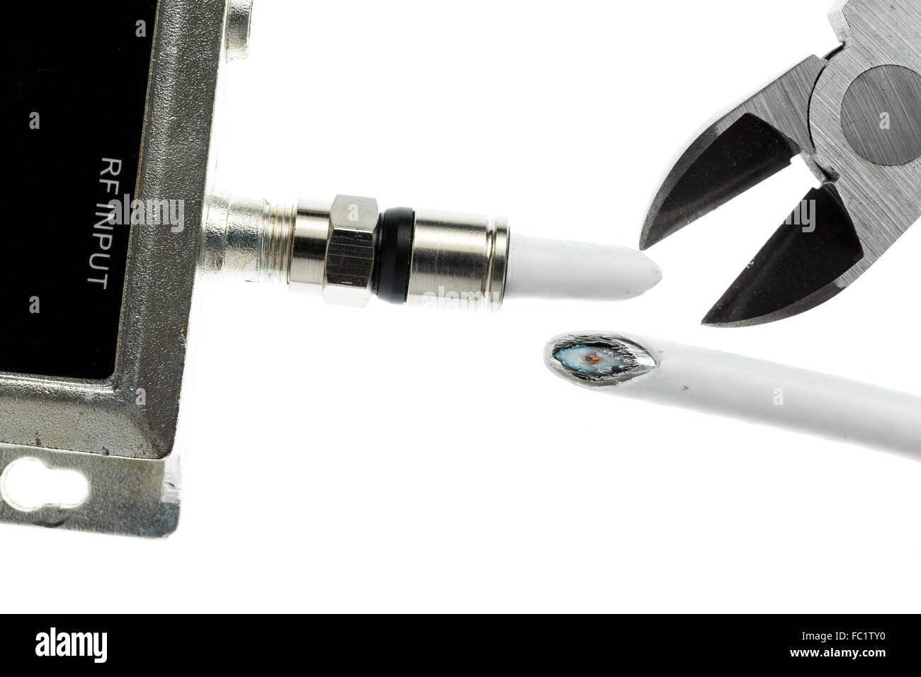 Concept isolated photo of cutting cable cord Stock Photo - Alamy