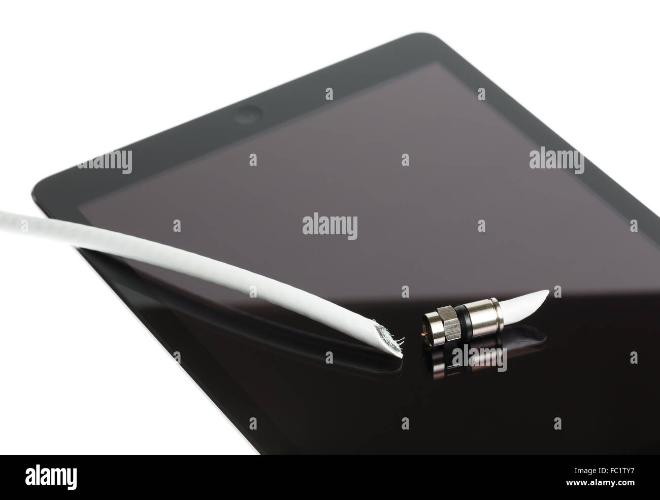 Concept isolated photo of cutting cable cord Stock Photo - Alamy
