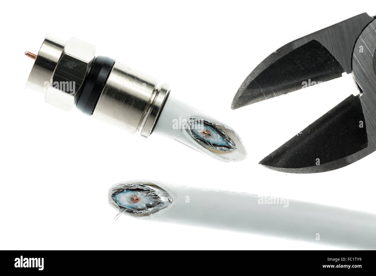 Concept isolated photo of cutting cable cord Stock Photo - Alamy