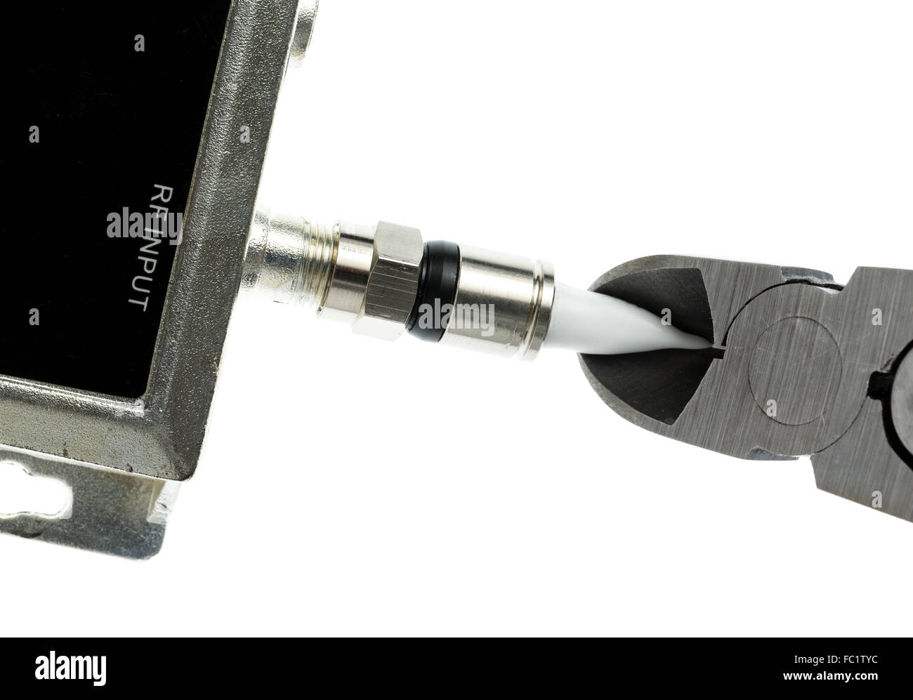 Concept isolated photo of cutting cable cord Stock Photo - Alamy