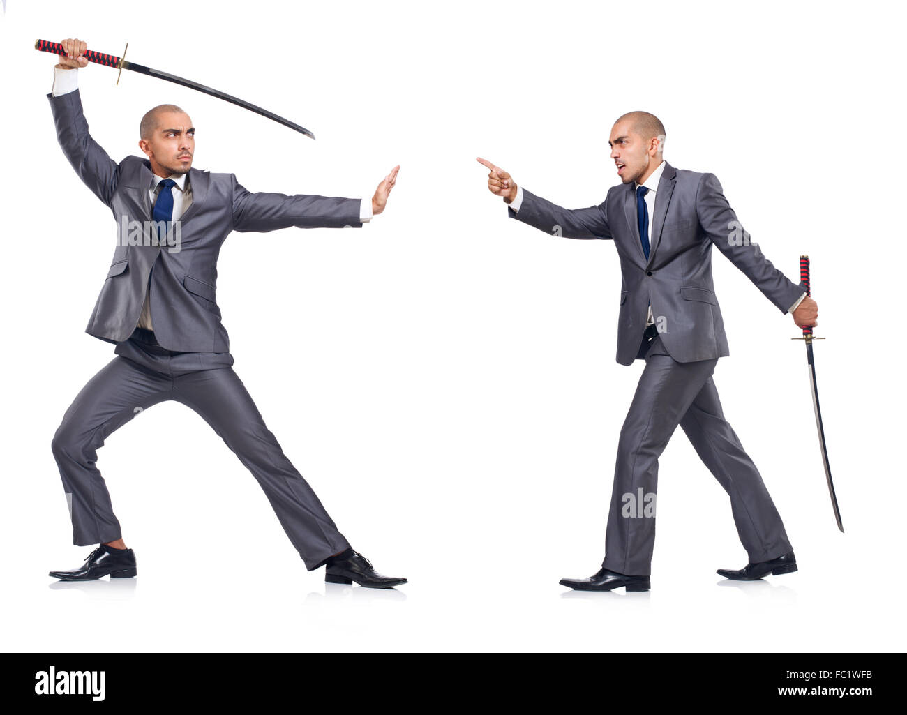 Two men figthing with the sword isolated on white Stock Photo - Alamy