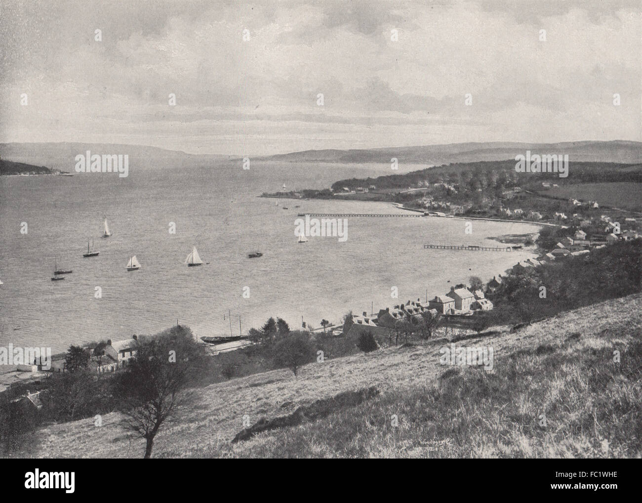 SANDBANK. From the east, showing Sandbank and Kilmun. Scotland, old ...