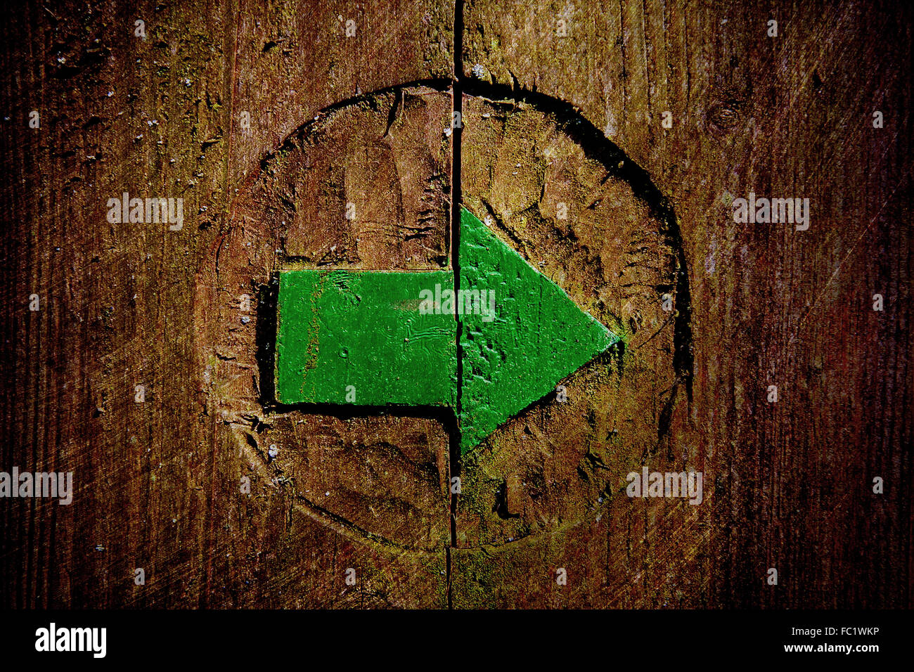 Green carved wooden arrow Stock Photo - Alamy