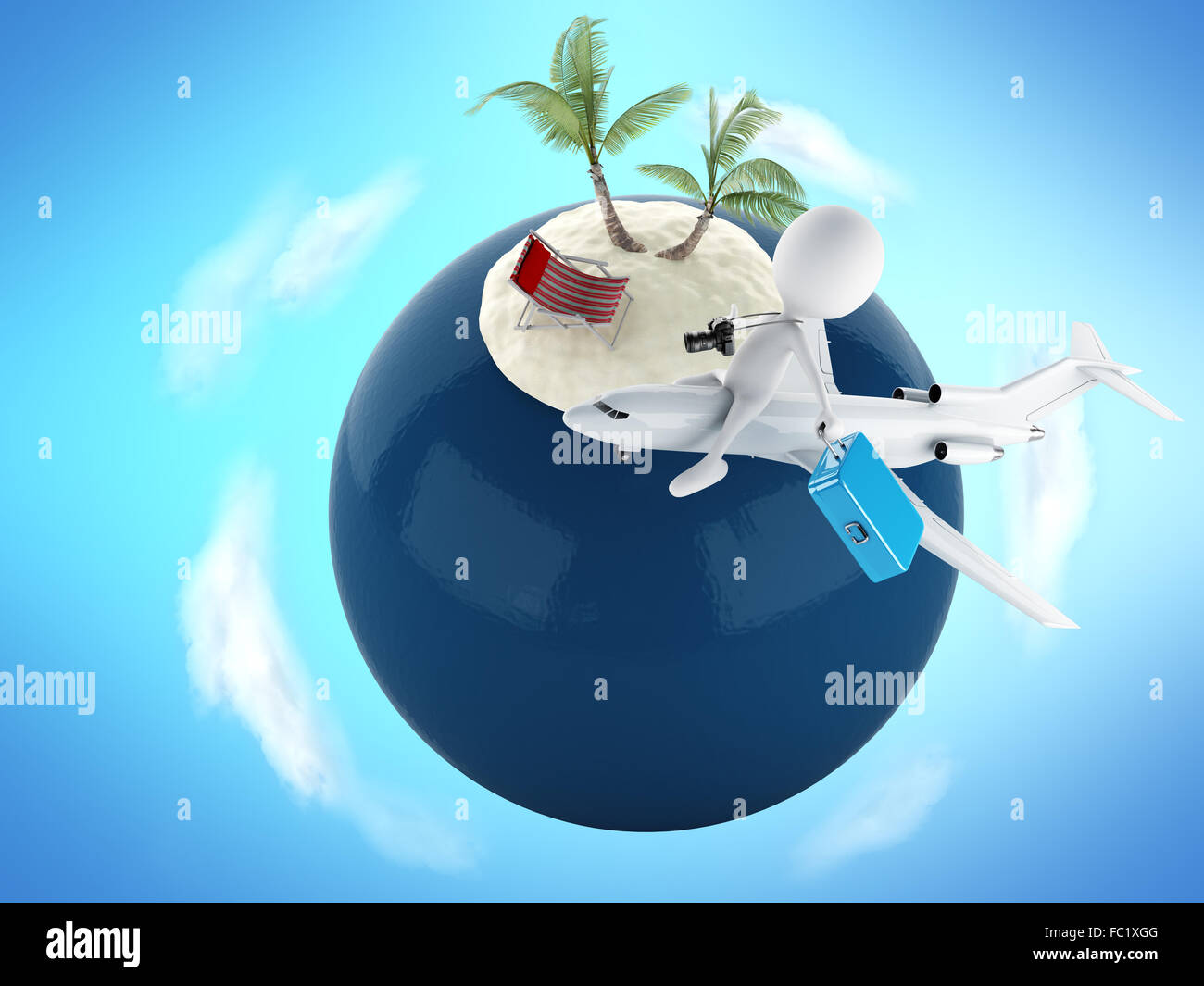 3d people tourist and tropical island. Summer vaca Stock Photo - Alamy