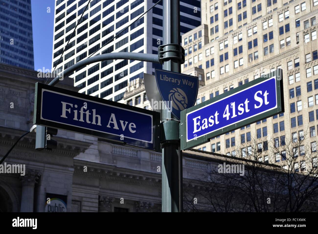 Library way sign Stock Photo - Alamy