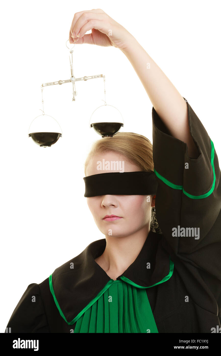 Woman holding justice scale hi-res stock photography and images - Alamy